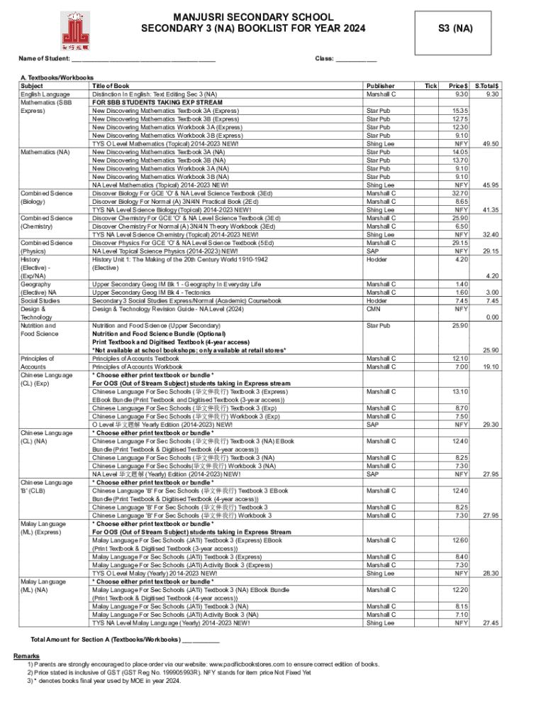 Fillable Online book list for school of scholars (cbse school) - SOS ...