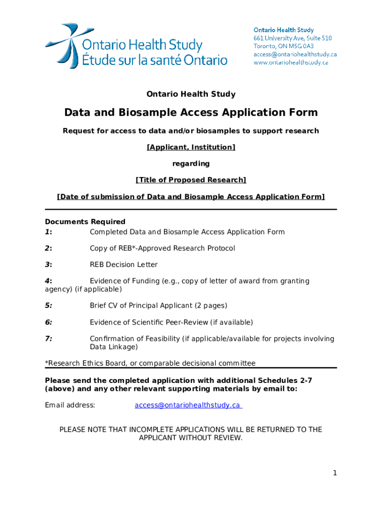 Data and Biosample Access Application Doc Template | pdfFiller