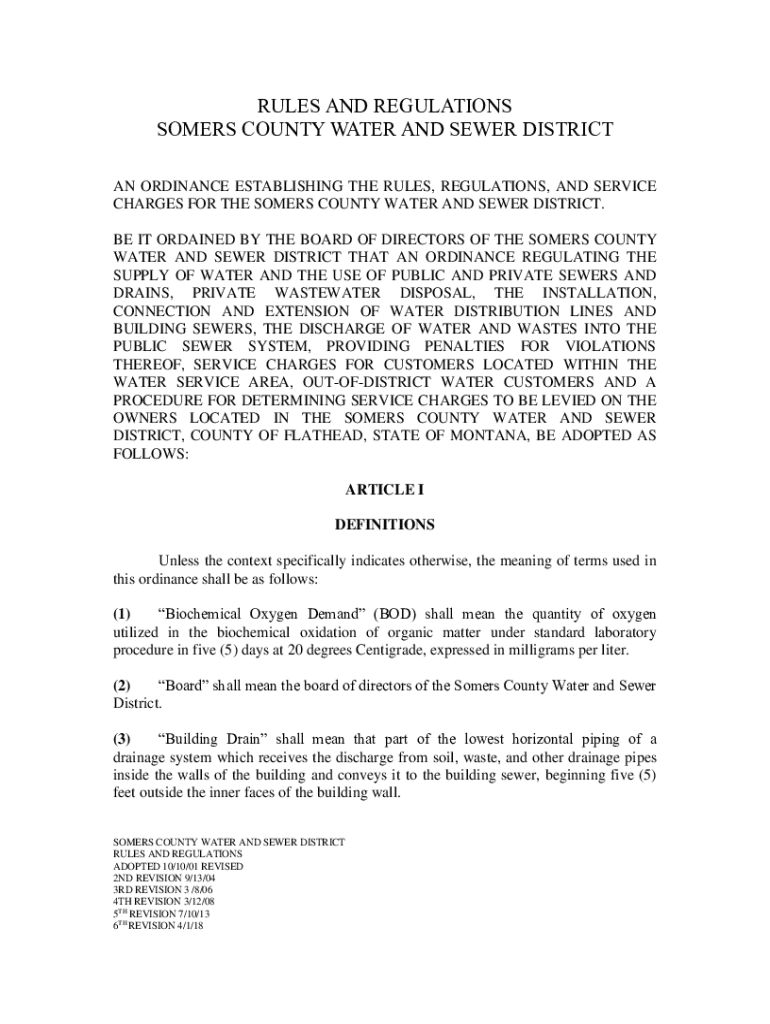 Fillable Online Rules and RegulationsSomers Water & Sewer District Fax Email Print - pdfFiller