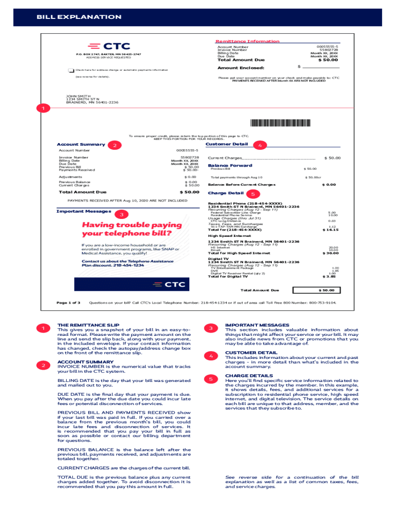 Fillable Online BILL EXPLANATION Fax Email Print - pdfFiller