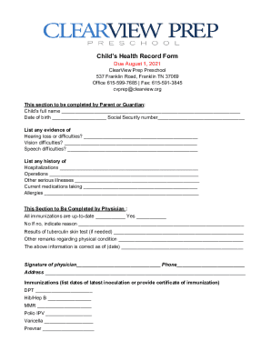 Fillable Online Babies Child Info Form Fax Email Print - pdfFiller