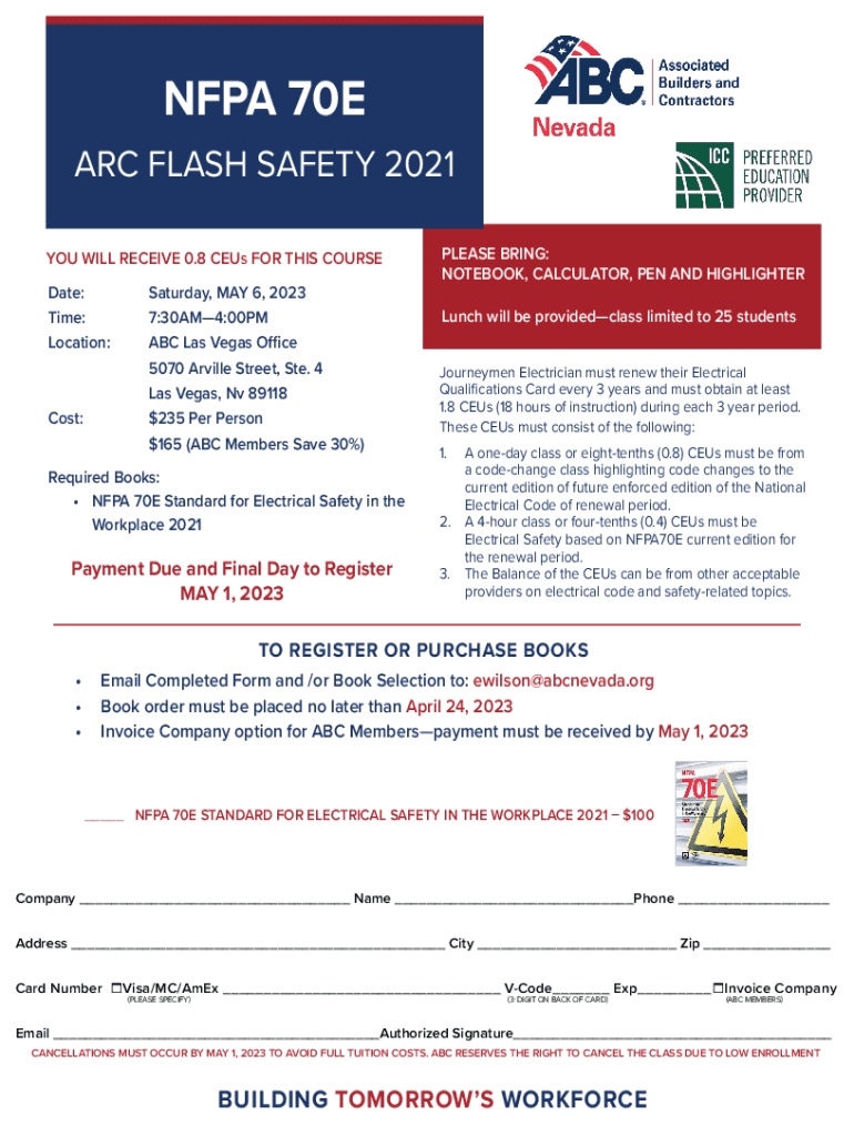 Fillable Online NFPA 70E ARC Flash Safety Fax Email Print - pdfFiller