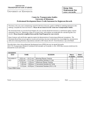 Minnesota Professional Development Hours (PDH) ... Doc Template | pdfFiller