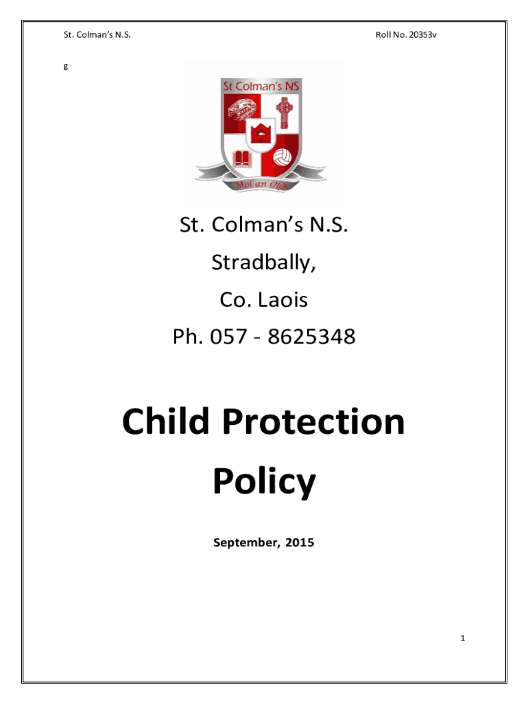 Fillable Online Child Protection Policy - St Colmans National School ...
