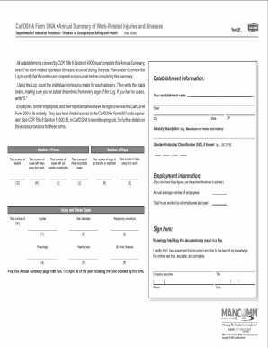 Fillable Online Cal/OSHA Form 300-Log of Work-Related Injuries and ...