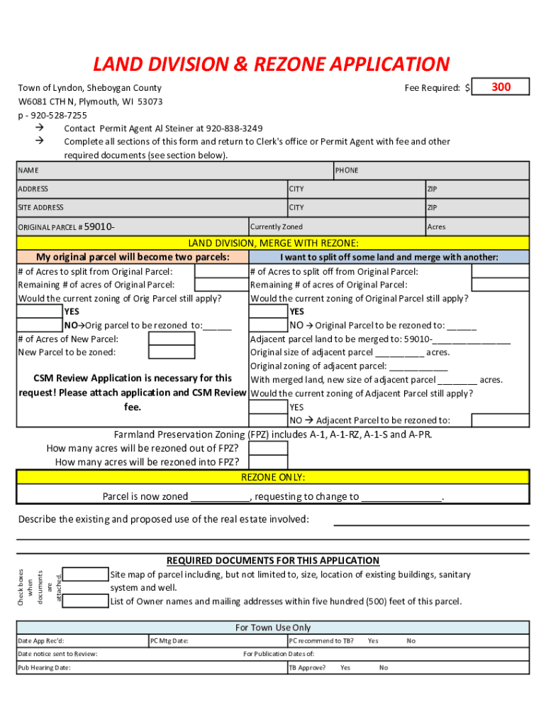 Fillable Online LAND DIVISION & REZONE APPLICATION Fax Email Print ...