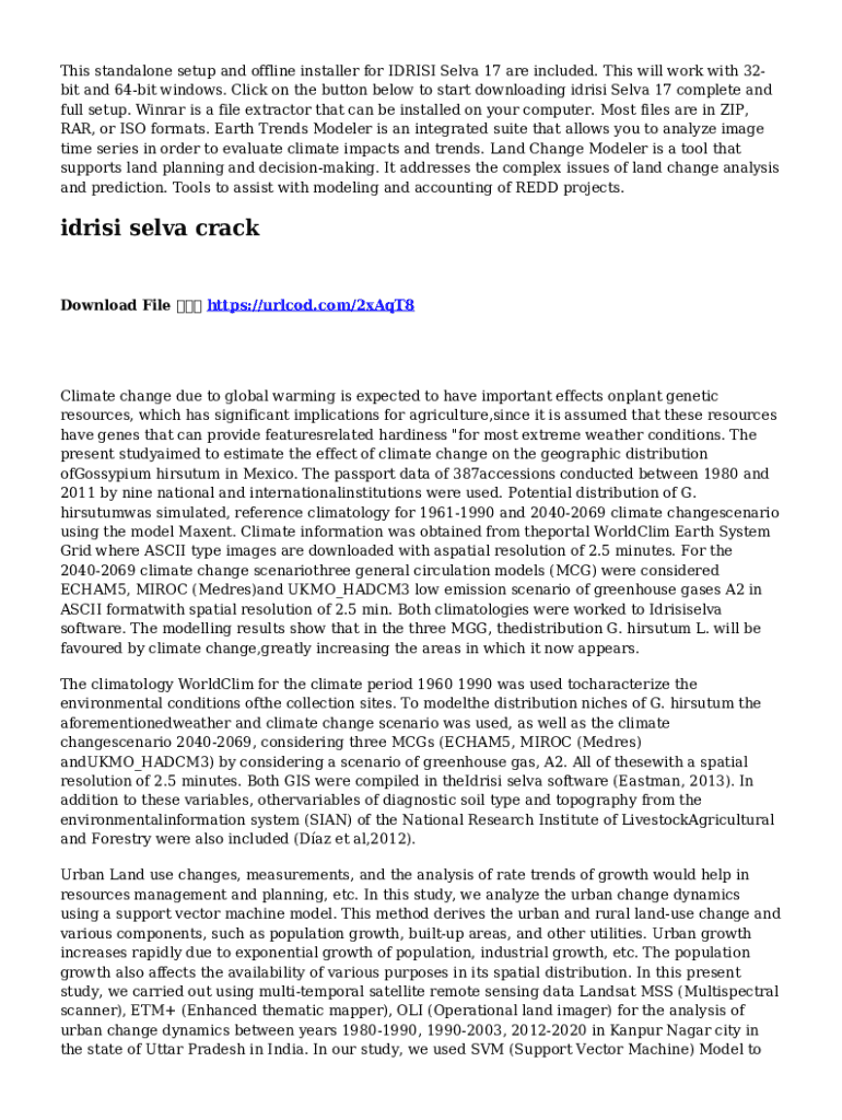 Idrisi Software Download - Fill Online, Printable, Fillable, Blank | pdfFiller