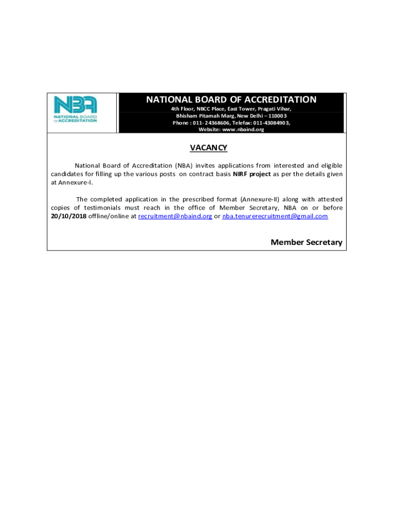 Fillable Online NBA Accreditation Letter Fax Email Print - pdfFiller
