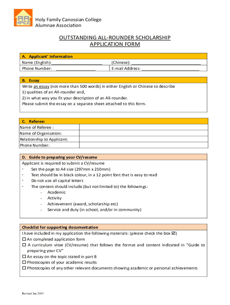 Fillable Online Holy Family Canossian College Alumnae Association Fax Email Print - pdfFiller
