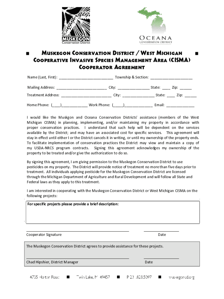 Fillable Online Michigan's Cooperative Invasive Species Management Areas Fax Email Print - pdfFiller