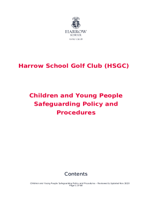 CHILD PROTECTION AND SAFEGUARDING POLICY ... Doc Template | pdfFiller