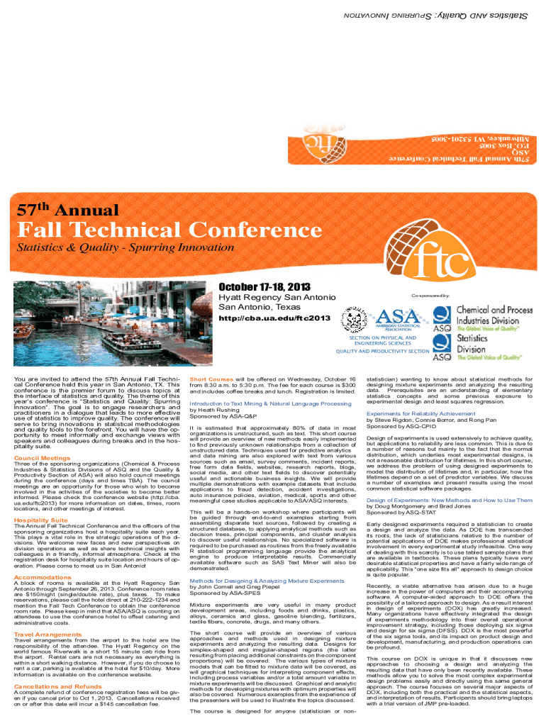 Fillable Online Fall Technical Conference - American Society for ...