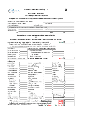 Fillable Online Form 1040 - Sch C - Self-Employed Business Organizer ...