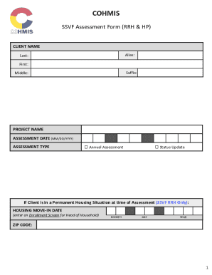 Fillable Online SSVF Assessment Form (RRH & HP) Fax Email Print - pdfFiller