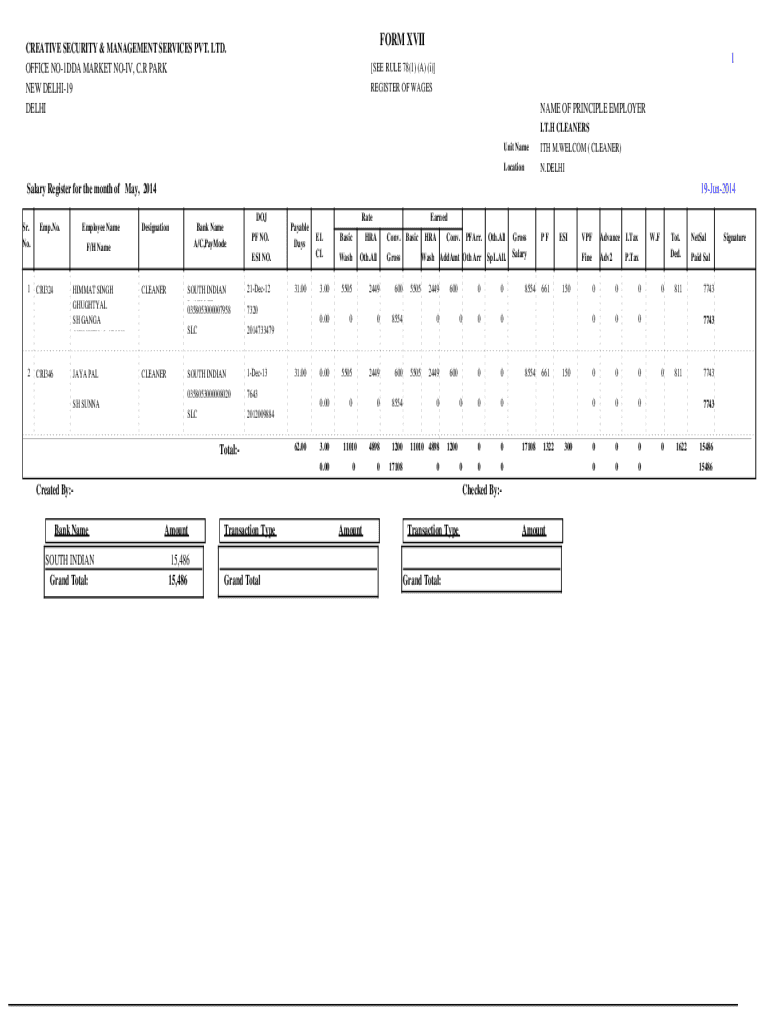 Fillable Online annexure d- wage register cum muster roll Fax Email ...