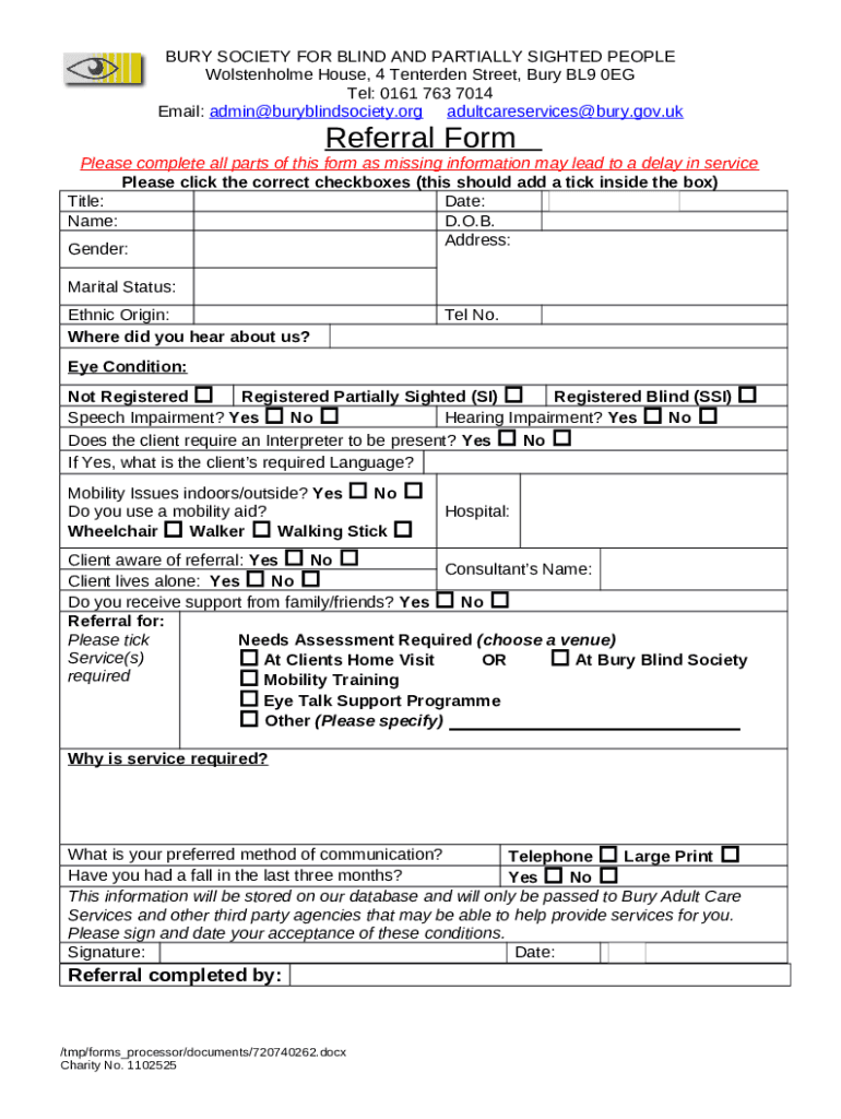 REFERRAL/INATION Doc Template | pdfFiller
