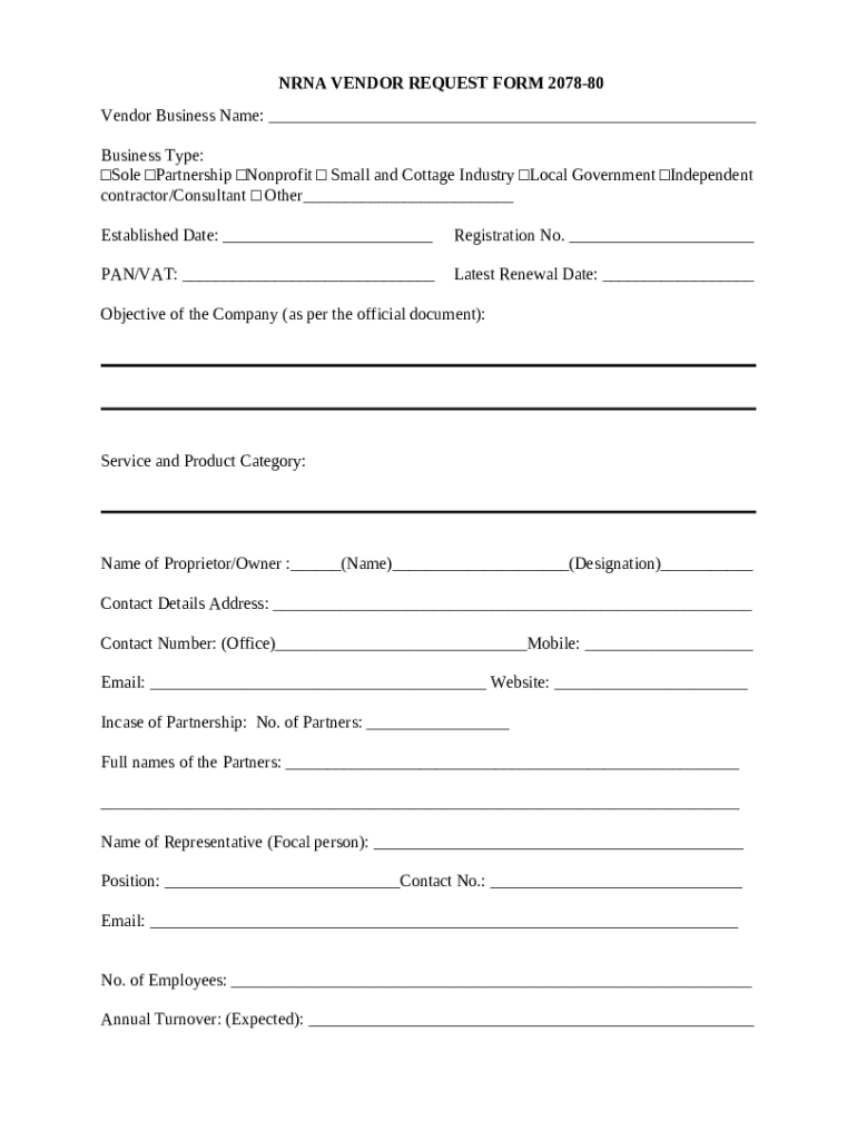 NEW VENDOR REQUEST Business Office Use ... Doc Template | pdfFiller