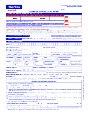 Fillable Online Reliance Comman Application Form Sip and Lumsump Fax ...