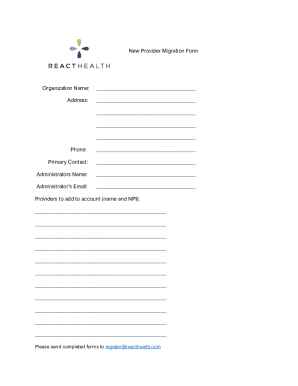 Fillable Online New Provider Migration Form Fax Email Print - pdfFiller
