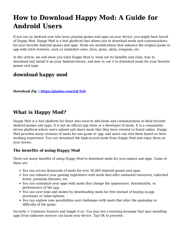 Fillable Online How To Download And Use HappyMod On Your Android ...