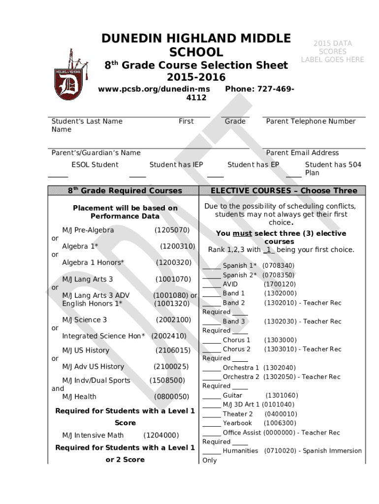 2024-2025 School Year / Course Request Sheets Doc Template | pdfFiller