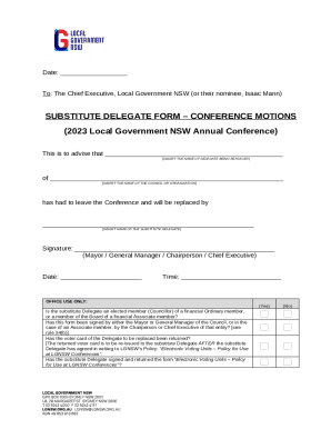 Substitute Delegate - lgnsw org Doc Template | pdfFiller