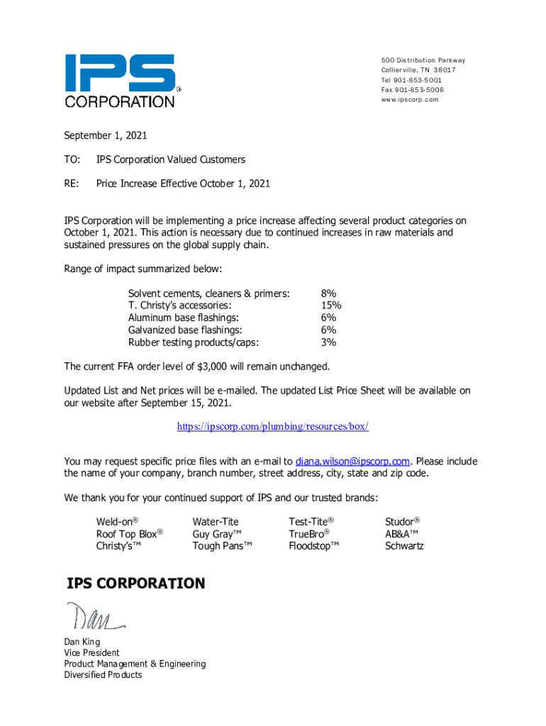 Fillable Online 21 SEP PRICE INCREASE OCT2021 PLB Fax Email Print ...