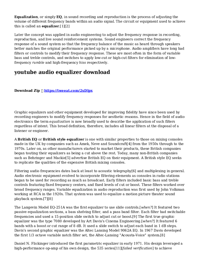 Fillable Online Equalization (EQ) - Douglas Anderson Electronic Music I and II Fax Email Print ...