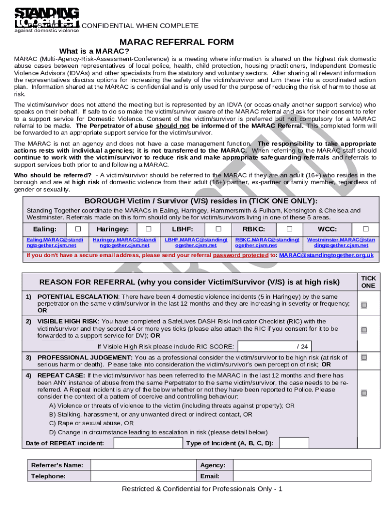 Risk assessment and how to refer to the MARAC Doc Template | pdfFiller