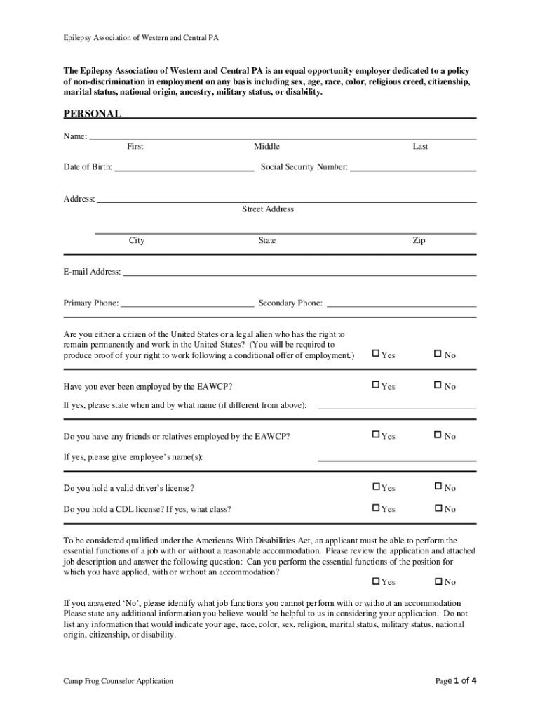 Fillable Online Epilepsy Association of Western and Central PA: EAWCP Fax Email Print - pdfFiller