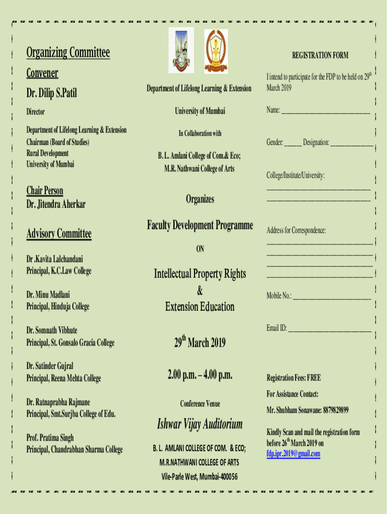 Fillable Online Dilip Patil - Professor and Director - University of ...