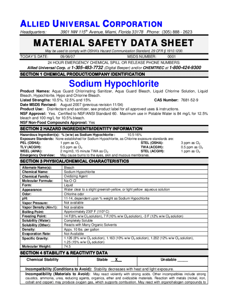 Fillable Online Fillable Online MATERIAL SAFETY DATA SHEET Sodium Fax Email Print - pdfFiller
