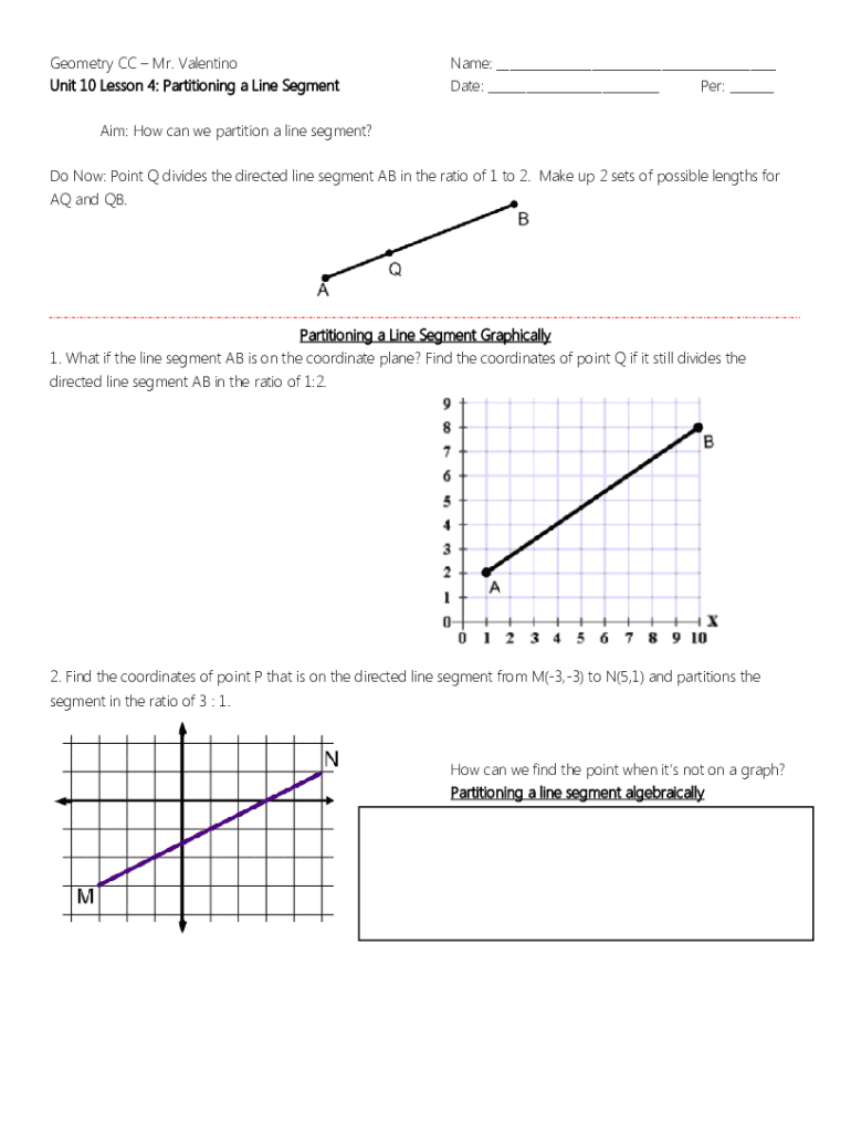 Fillable Online Partitioning a Line SegmentDefinition, Formula ...