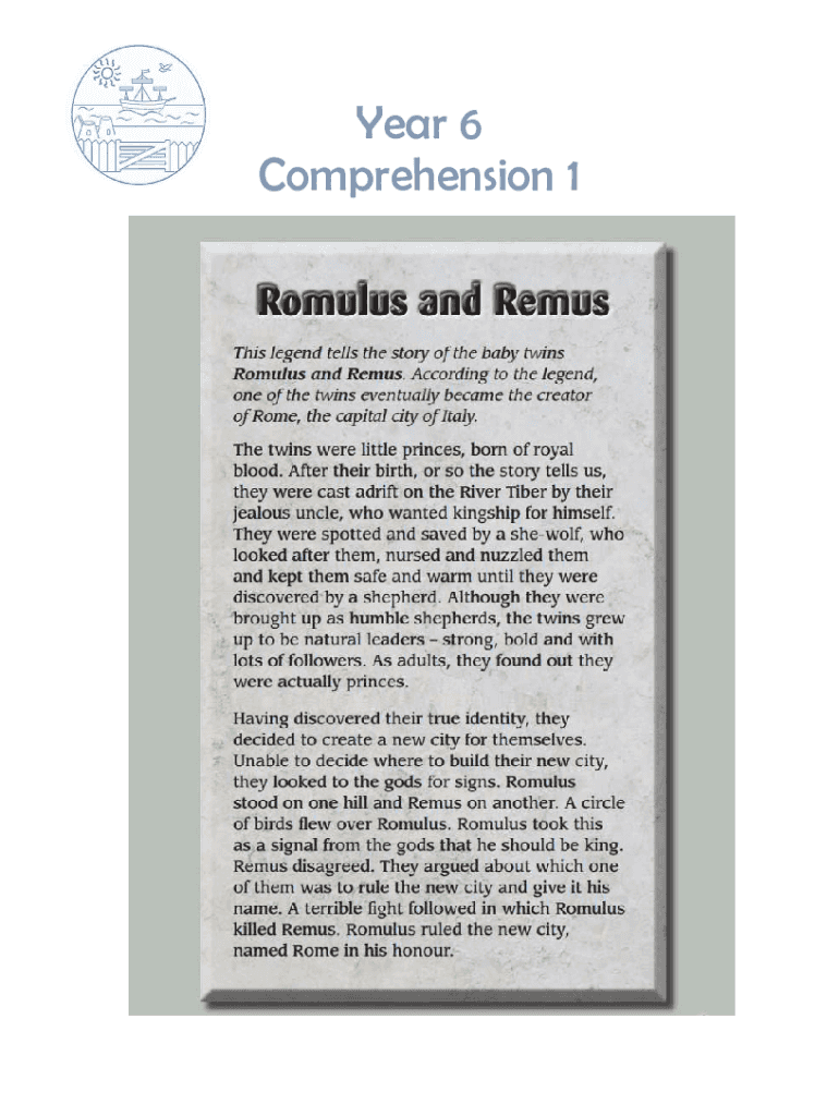 Fillable Online YEAR 6 Reading Comprehension Pack Fax Email Print ...