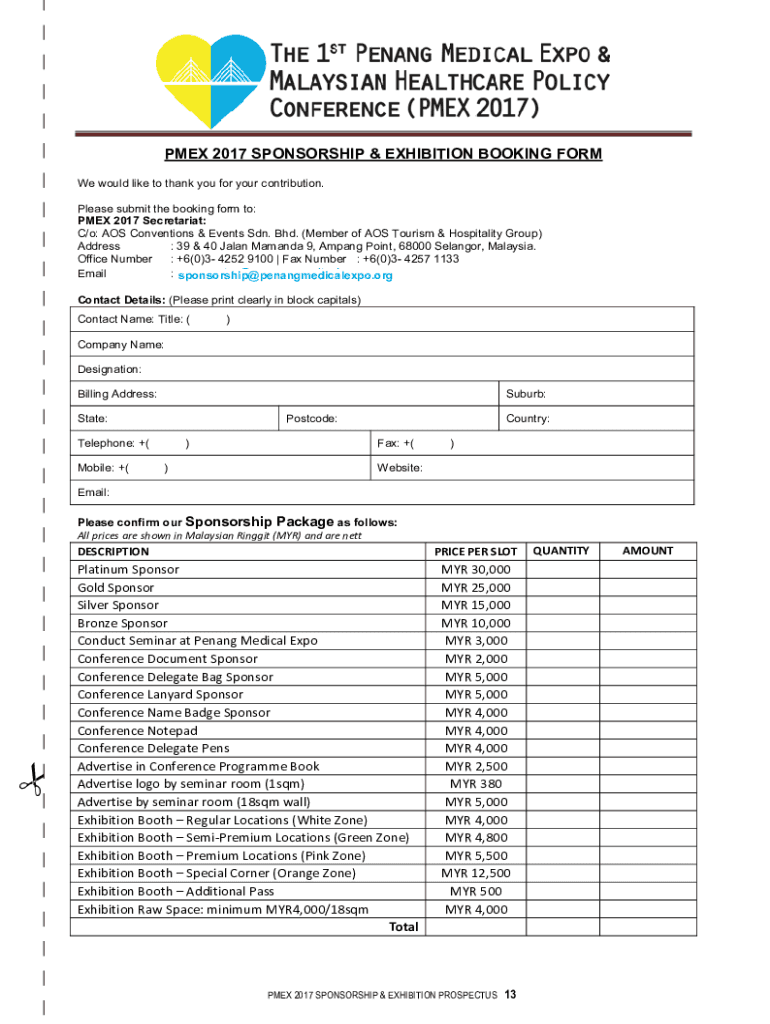 Fillable Online 1st Penang Medical Expo & Malaysia Healthcare Policy ...