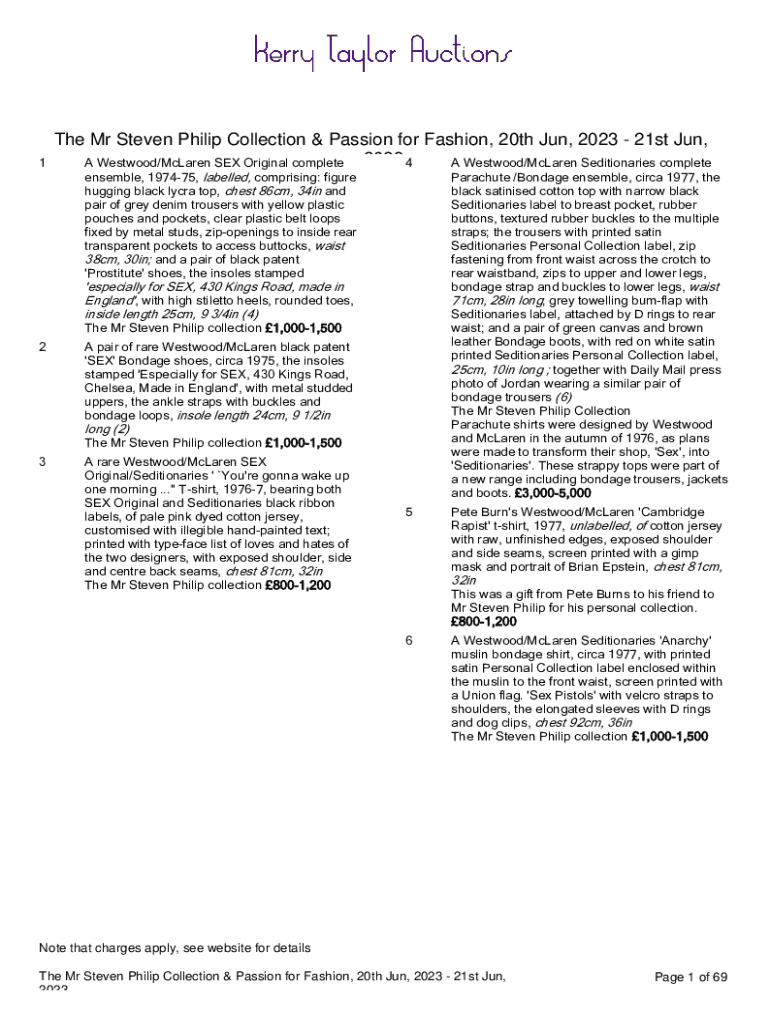 Fillable Online The Mr Steven Philip Collection (part 1) & Passion ...