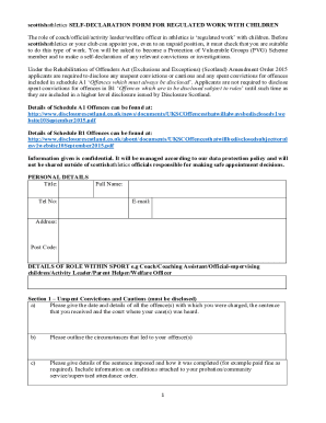 Fillable Online SELF-DECLARATION FORM FOR REGULATED WORK ... Fax Email ...