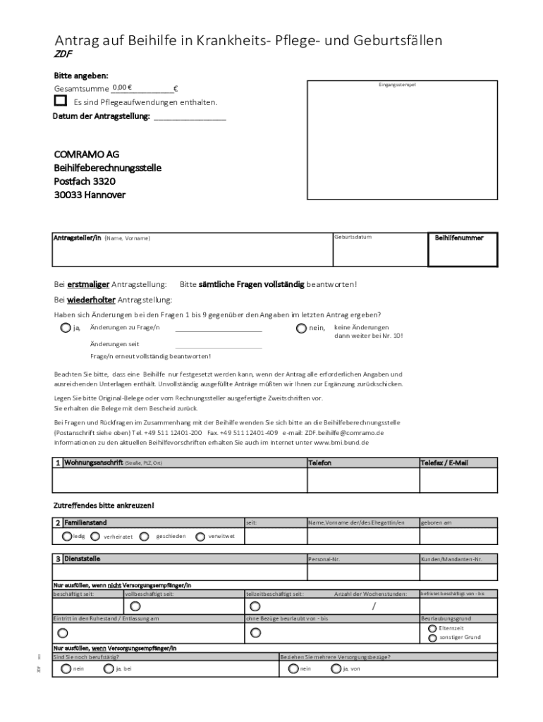 Ausfüllbar Online Wie stelle ich meinen Beihilfeantrag zu Pflegekosten? Fax Email Drucken ...