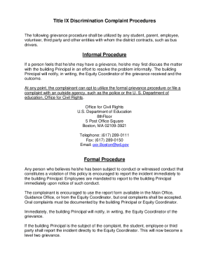 Fillable Online Title IX Reporting and Complaint Procedures for ...