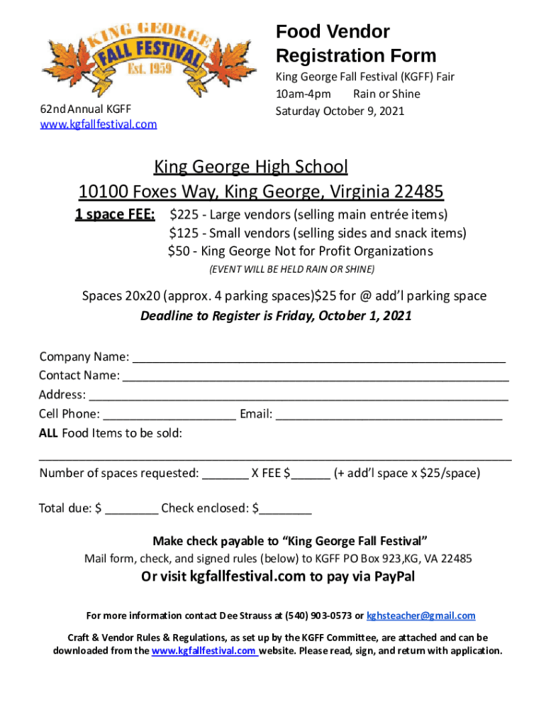Fillable Online Food Vendor Registration Form 2021 FINAL Fax Email ...