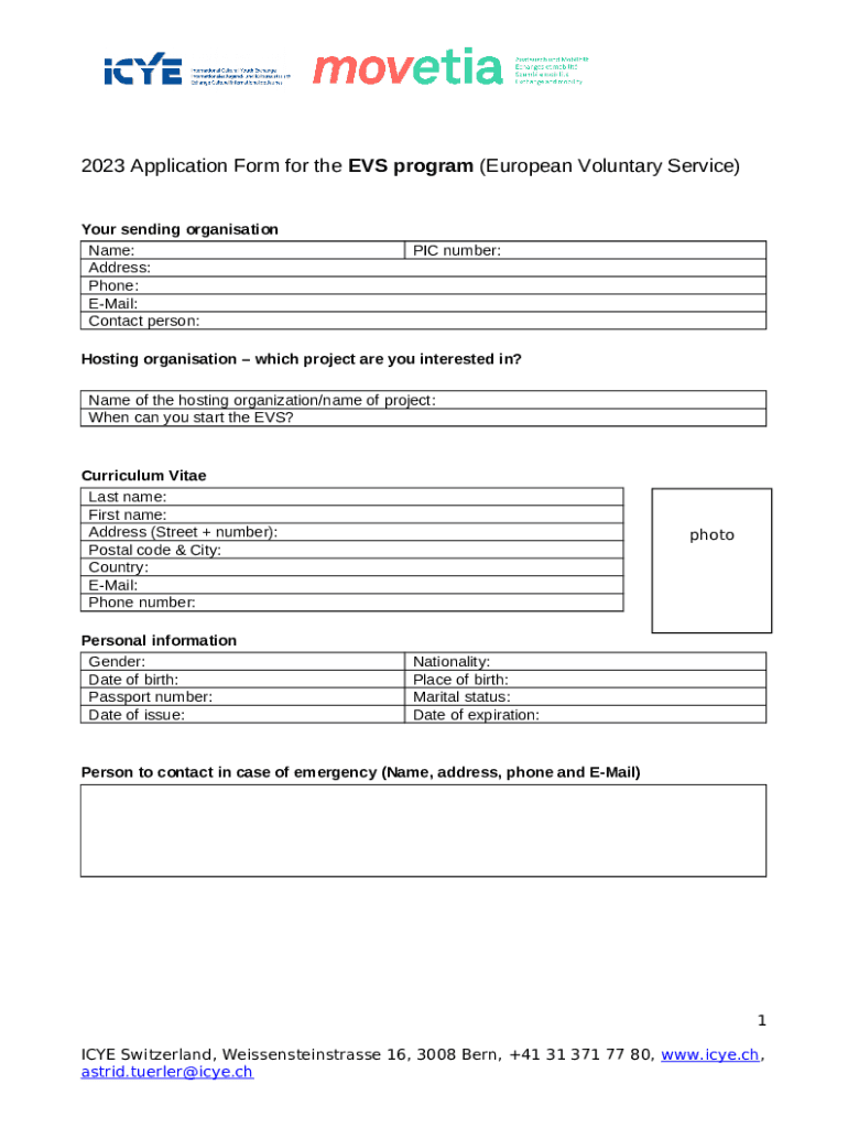 My European Voluntary Service Application and Project ... Doc Template | pdfFiller