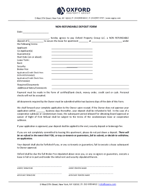 Fillable Online non-refundable deposit form Fax Email Print - pdfFiller