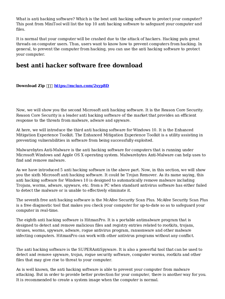 Fillable Online Top 10 Anti Hacking Software to Protect Your Computer Fax Email Print - pdfFiller