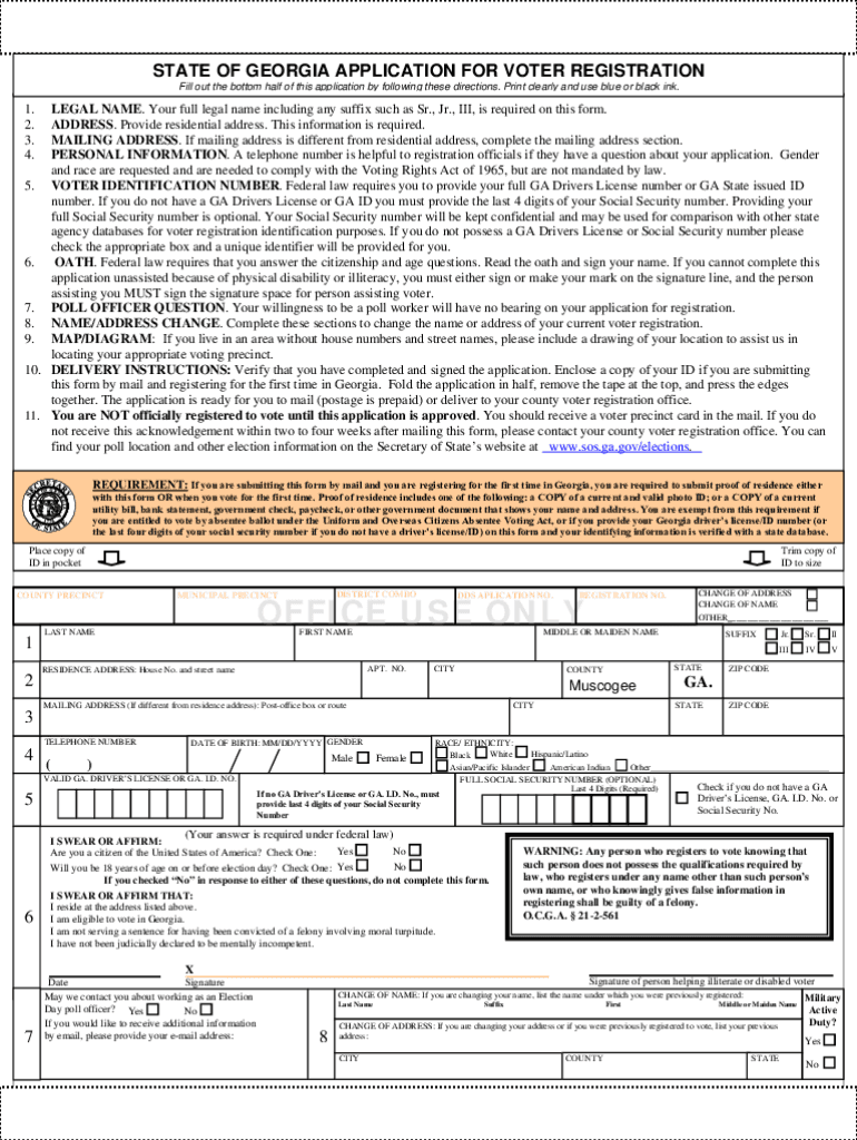 Fillable Online Instructions on Completing Your Voter Registration Form ...