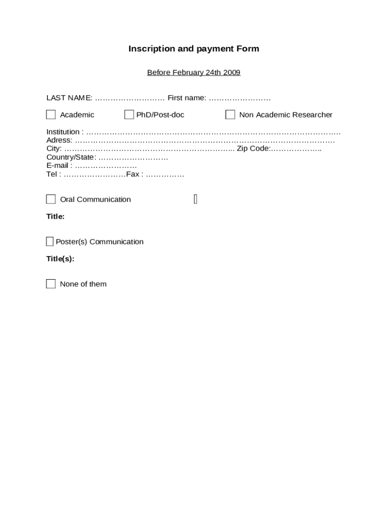Inscription and payment Doc Template | pdfFiller