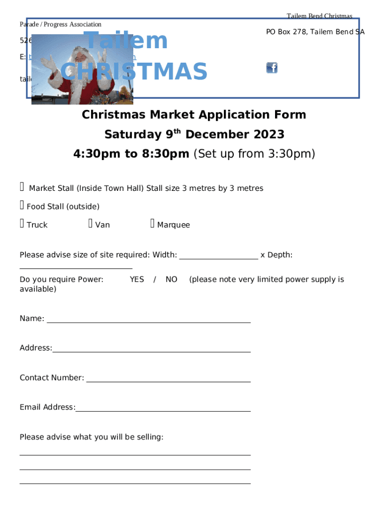Dear Santa Christmas Market Vendor Application Doc Template | pdfFiller