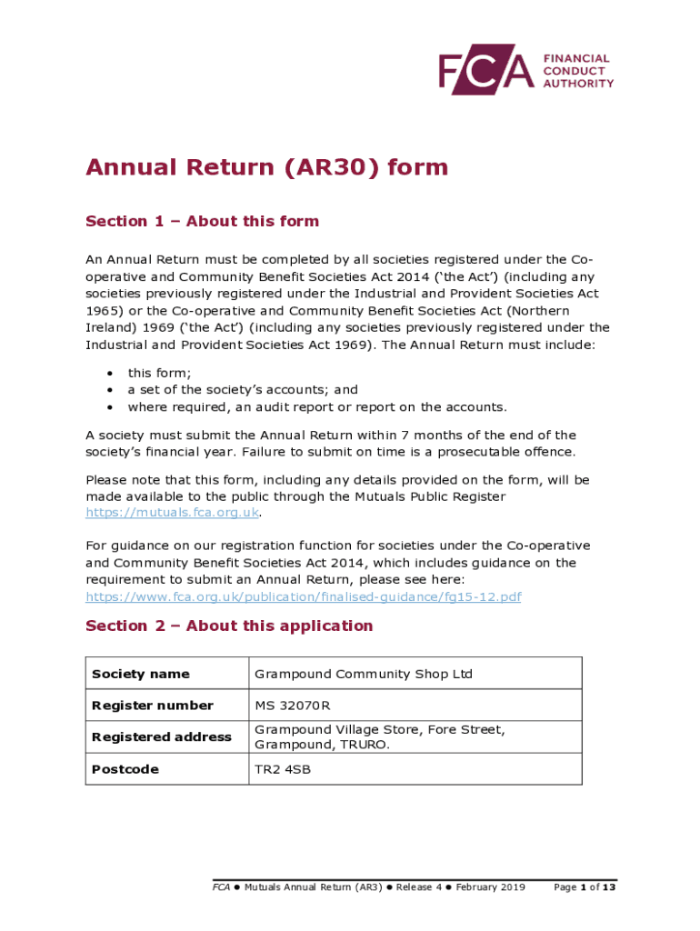 Fillable Online Annual returns and accounts: mutual societies Fax Email Print - pdfFiller