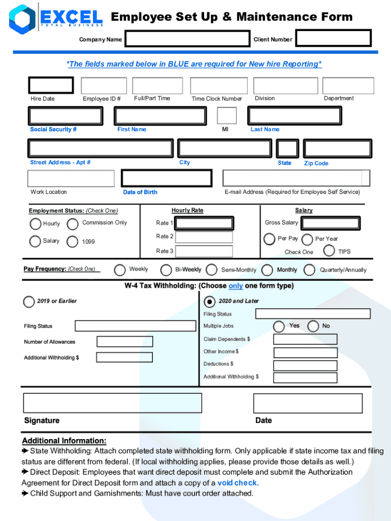 Fillable Online Employee Setup & Maintenance Form - Heartland Help ...
