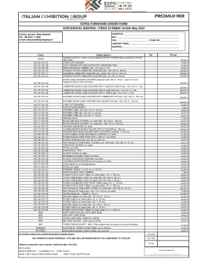Fillable Online EXTRA FURNITURE ORDER FORM Fax Email Print - pdfFiller