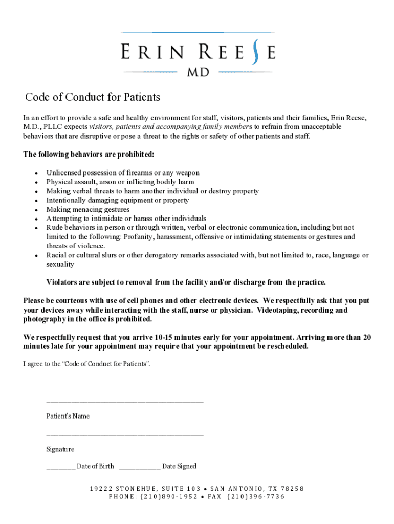 Fillable Online Erin Reese MD: Concierge Doctor in San Antonio, TX Fax ...